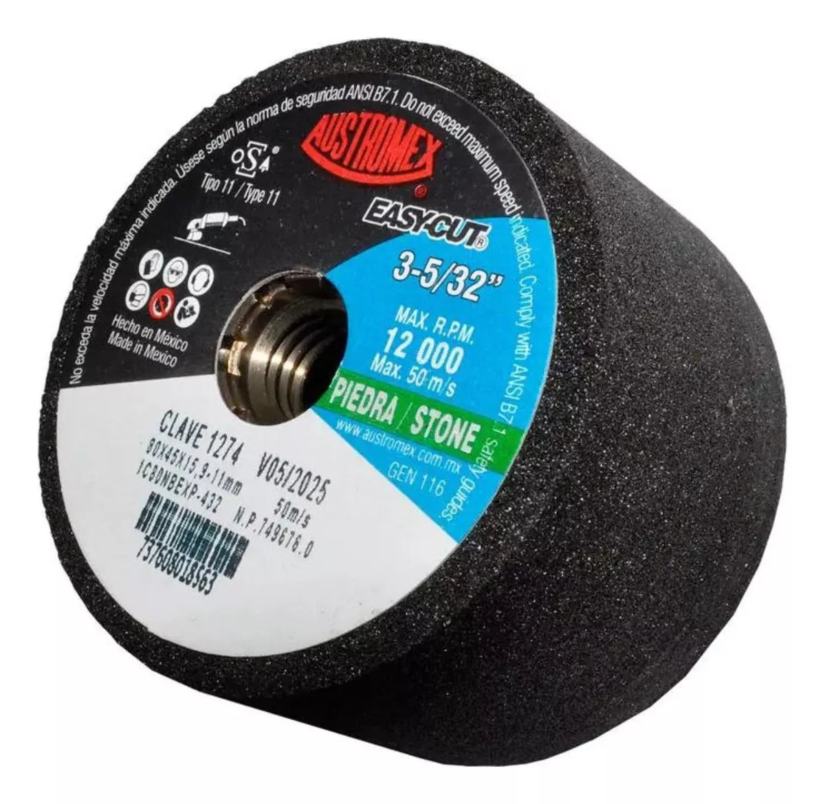 Copa Abrasiva Desbaste 1274 Austromex Grano 80 32'' Piedra