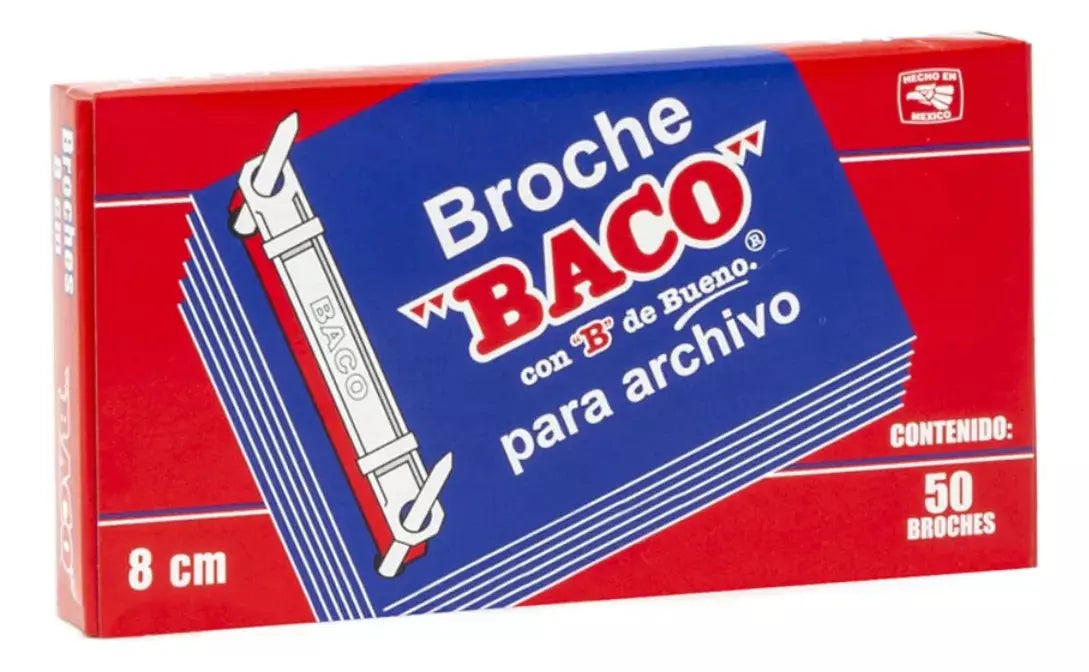 Caja 50 Piezas Broche Baco Metalico 8cm Documentos Papeleria – Marchante MX