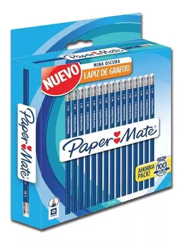 Lápices de Grafito Mina Oscura Paper Mate #2 Azul Hexagonal 100 Piezas ...