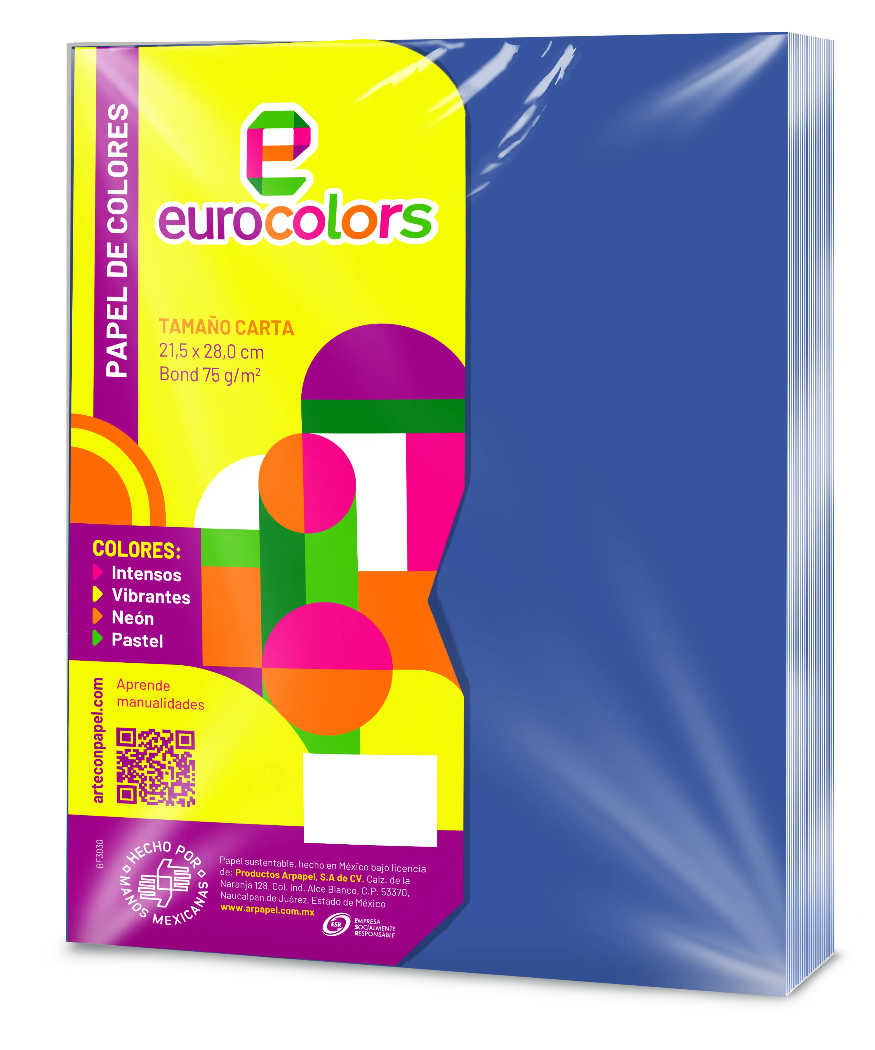 100 Hojas Colores Tamaño Carta Eurocolors Color Azul – Marchante MX