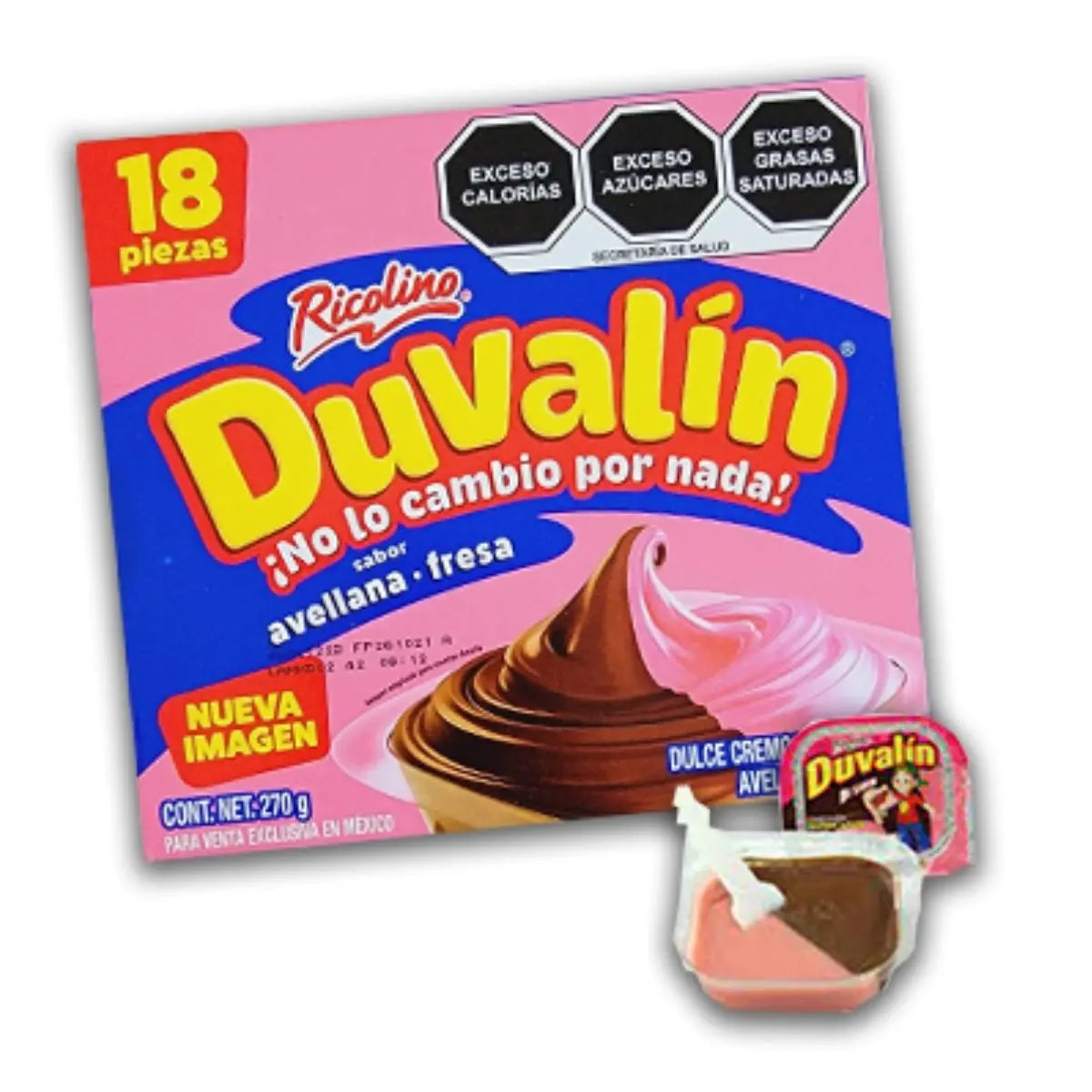 18 Duvalines Bisabor Ricolino Avellana Fresa 270g – Marchante MX