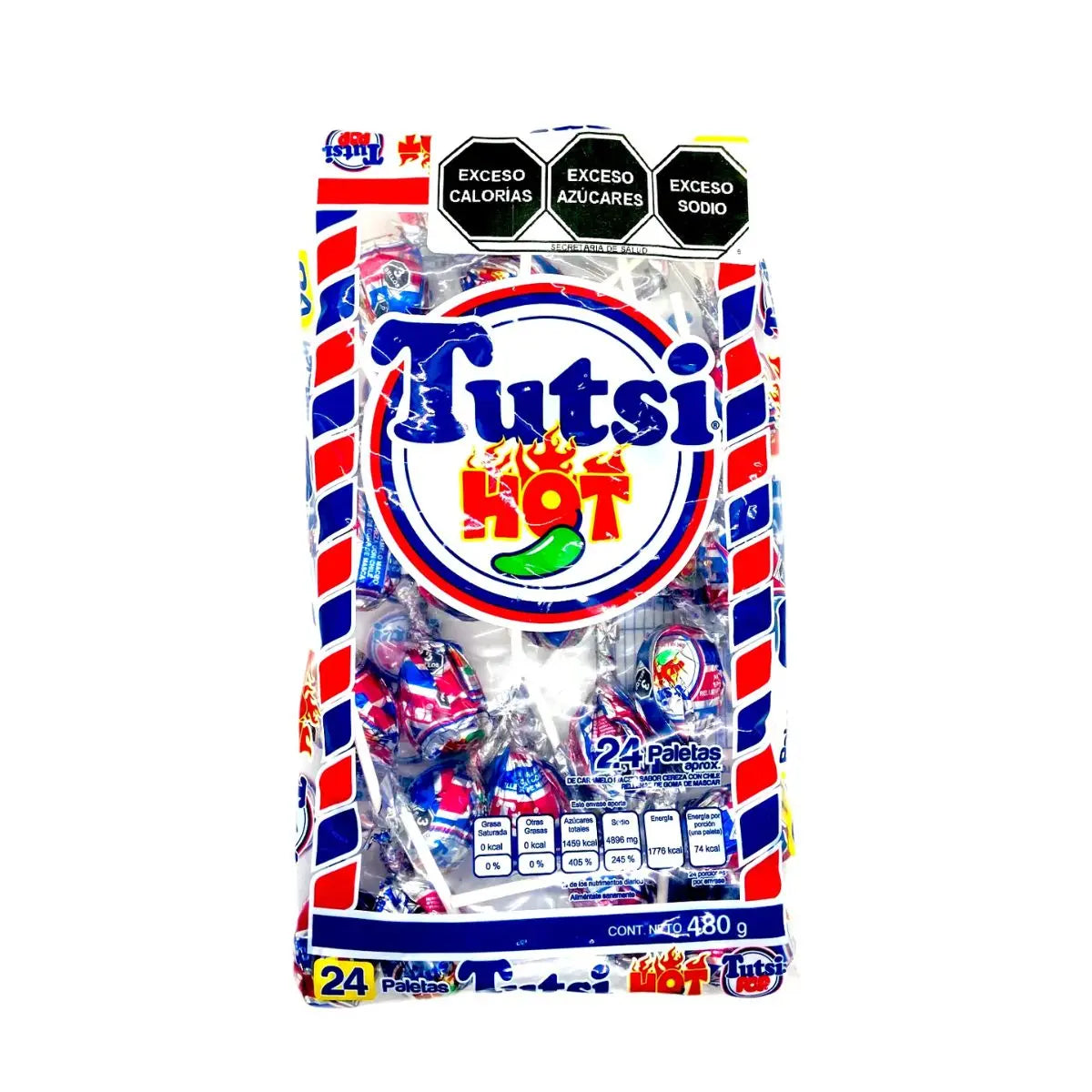 24 Paletas Sabor Cereza Picante Tutsi Hot Snack Caramelo – MarchanteMX