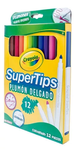 Marcadores Plumones Crayola Super Tips Lavables 12 Colores
