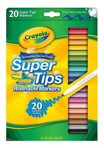 Marcadores Plumones Crayola Super Tips Lavables 20 Colores